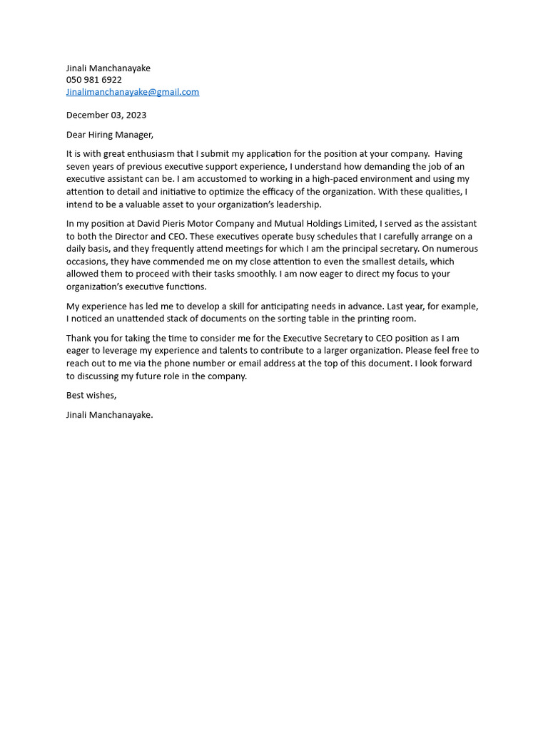 Cover letter-EA - PA | PDF