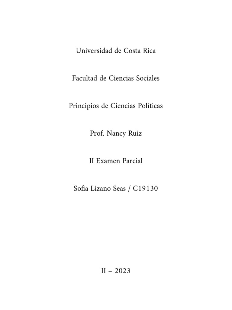 EXAMEN CP - SofiaLizanoSeas | PDF | Costa Rica | Corrupción política