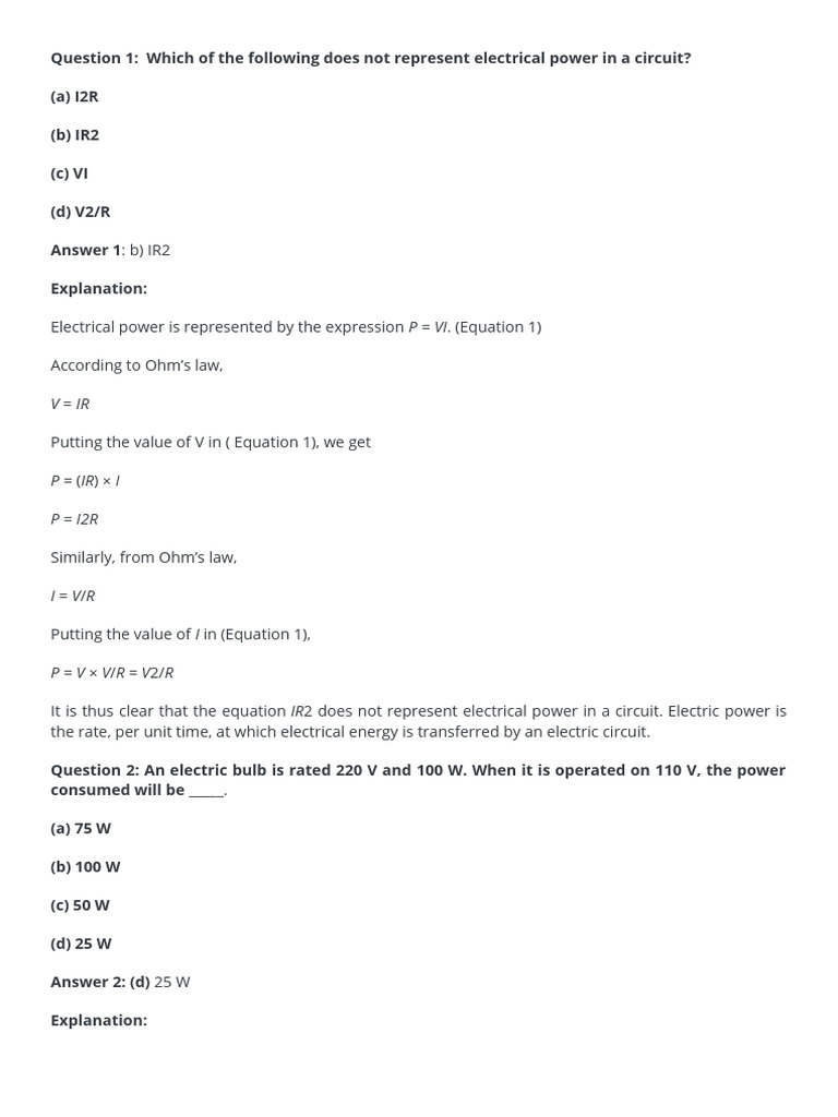 Electricity and Magnetic Effect Mcqs With Explanation | PDF | Electric Generator | Magnetic Field