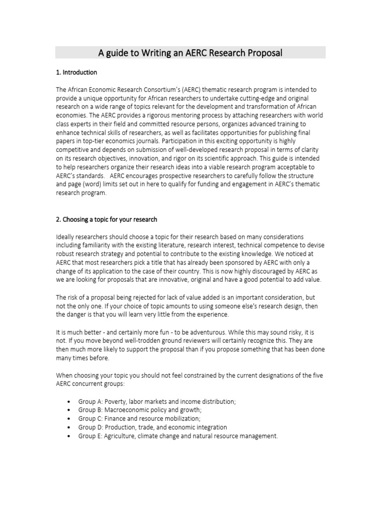 AERC Research Proposal Writing Guide | PDF | Methodology | Policy