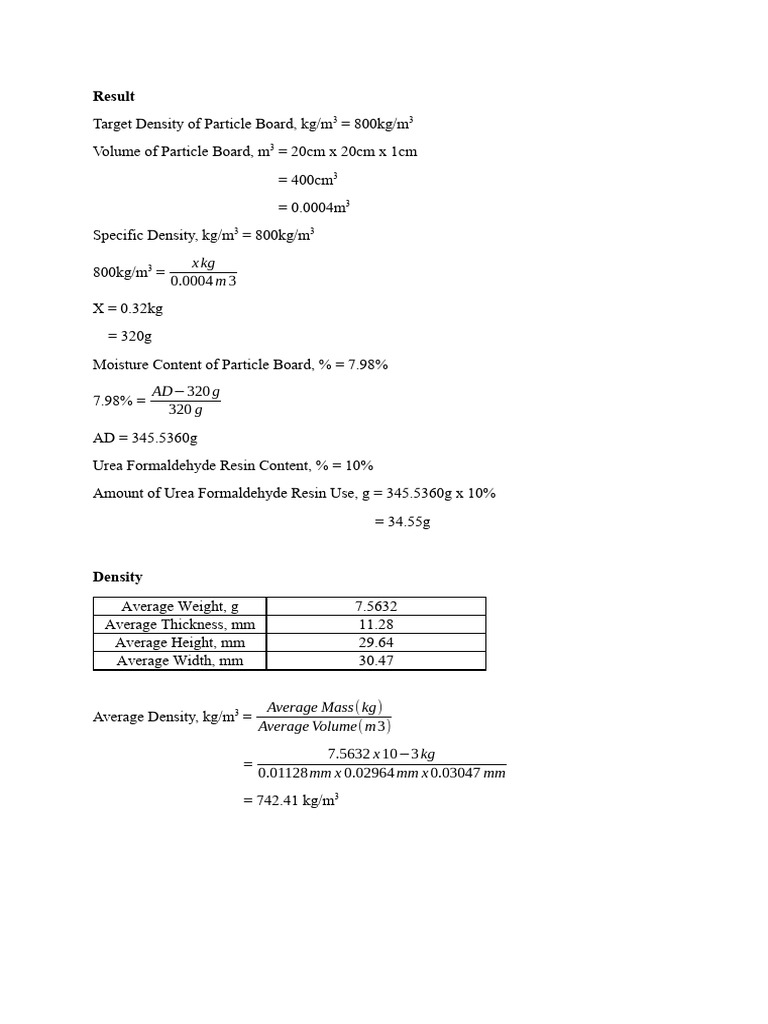 Calculation Iwa 382 Lab 2 | PDF | Density | Physical Sciences