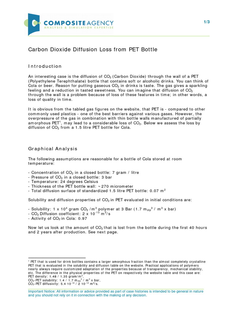 CO2 Loss in PET Bottles Over Time | PDF | Carbon Dioxide | Chemical ...