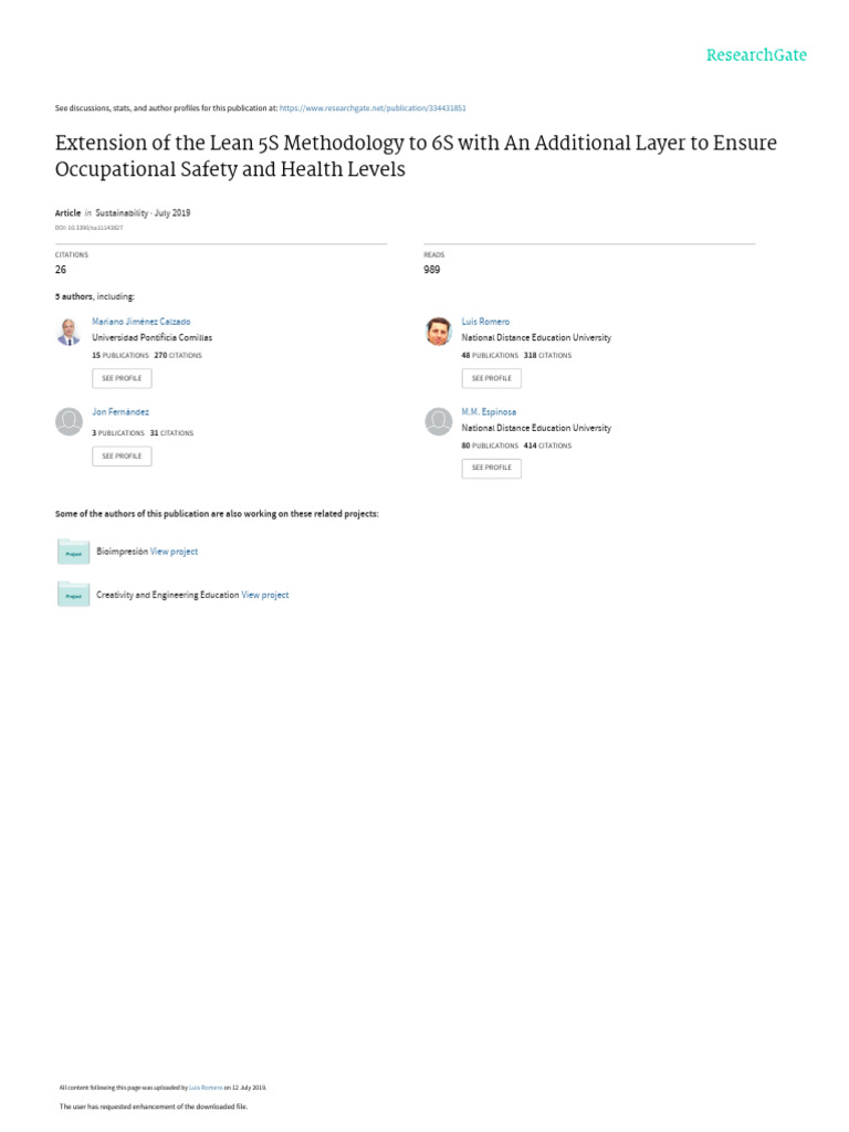 Extension of The Lean 5S Methodology To 6S With An | PDF | Lean ...