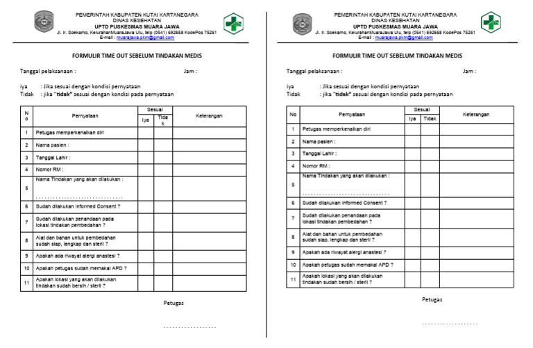Formulir Time Out Tindakan Medis | PDF