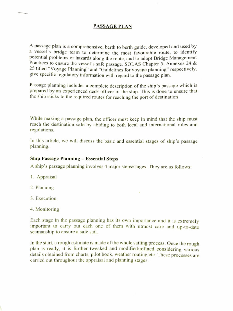 Passage Plan | PDF | Ships | Transport