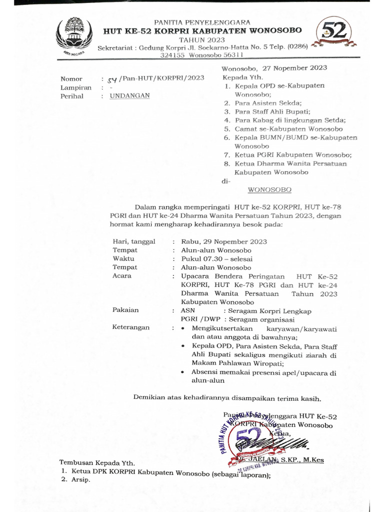 Undangan Hut Korpri | PDF