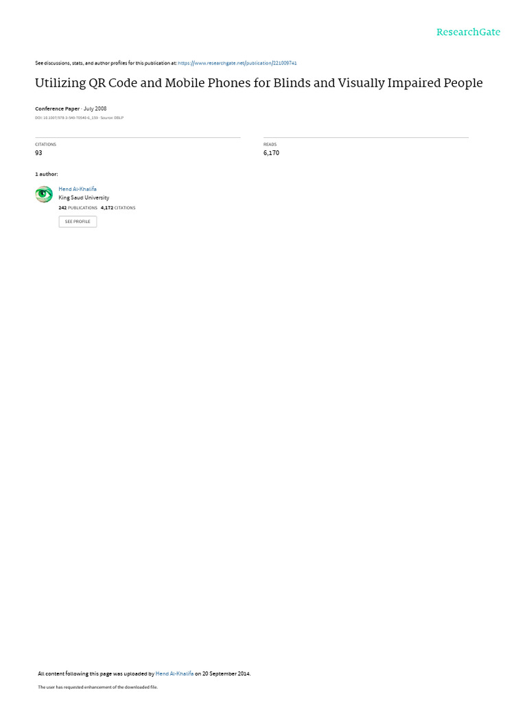 Utilizing QR Code and Mobile Phones For Blinds and | PDF | Qr Code ...