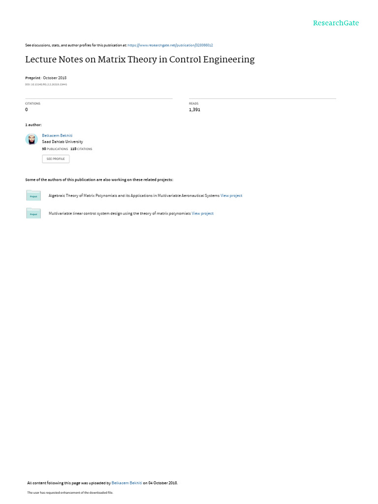 Matrix Polynomials | PDF | Eigenvalues And Eigenvectors | Matrix (Mathematics)