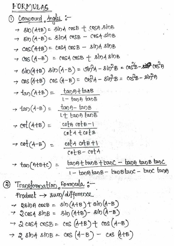 Trigonometry Formulae | PDF