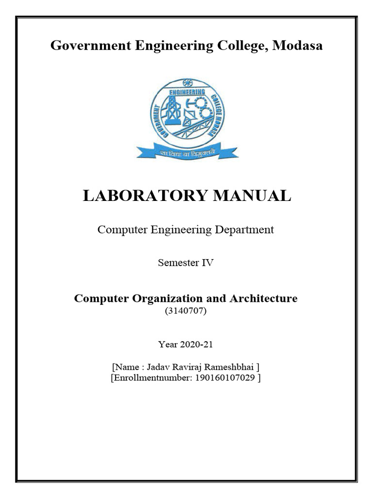 Coa 190106107029 | PDF | Assembly Language | Computer Hardware