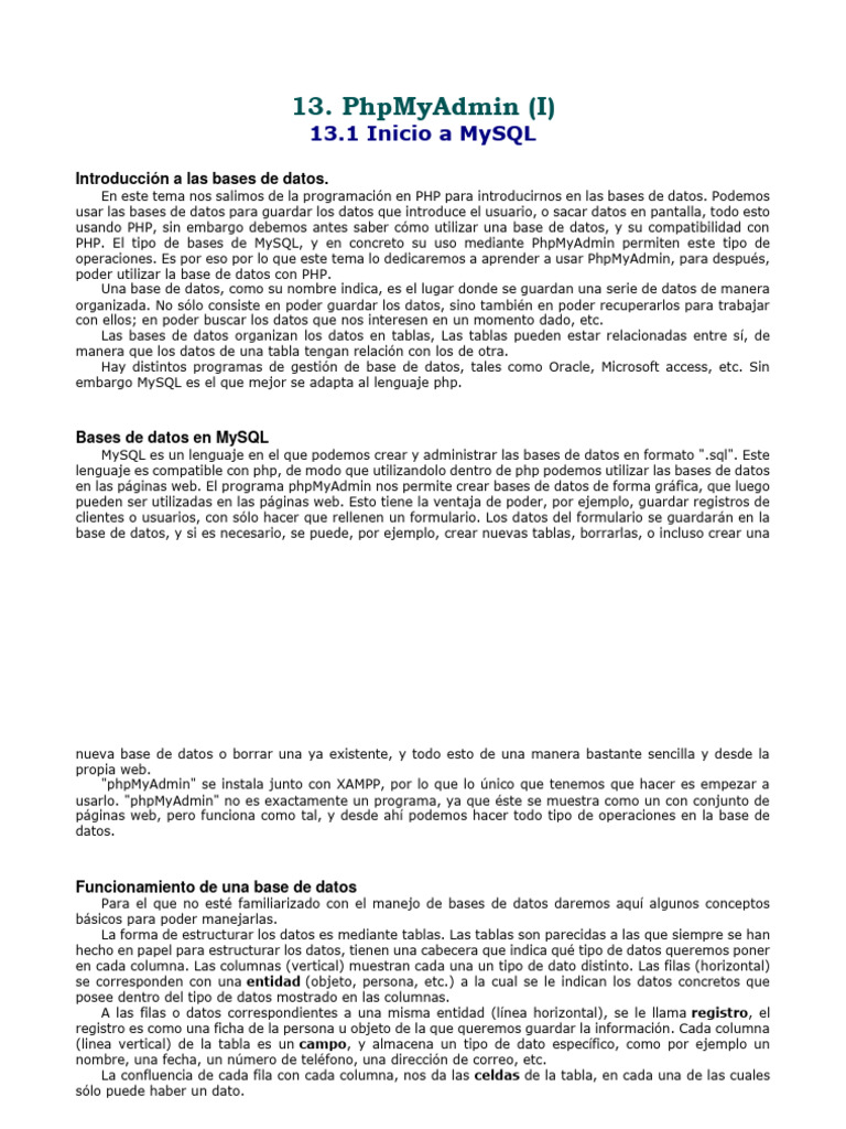 Manual Phpmyadmin Completo | PDF | Mi sql | Php