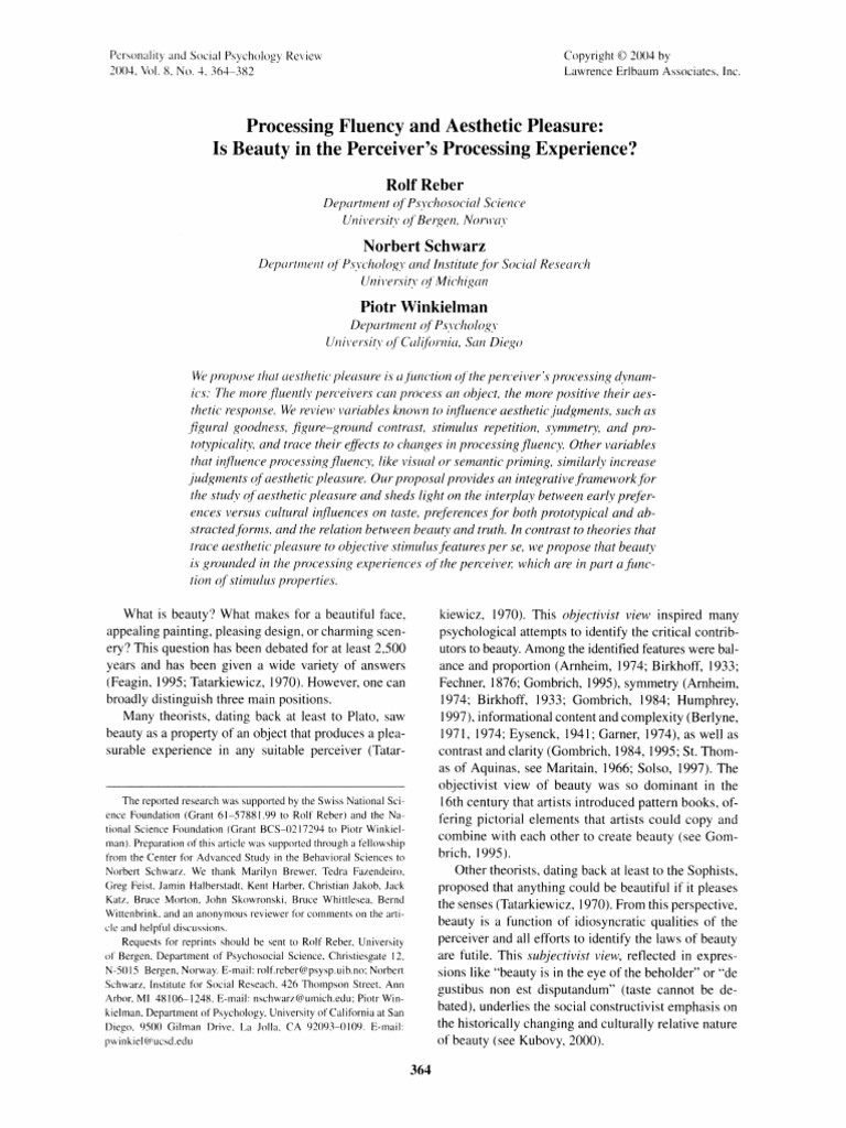 Processing Fluency | PDF | Beauty | Aesthetics