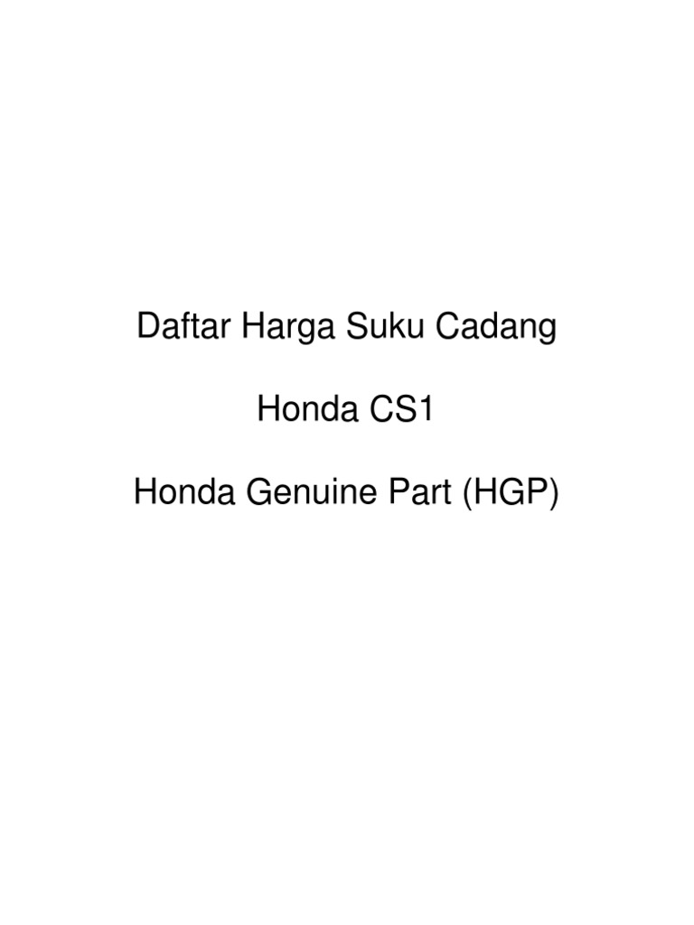 Harga Suku Cadang Honda CS1 | PDF