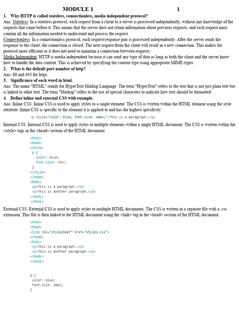 WebTechnology Questions | PDF | Anonymous Function | Java Script