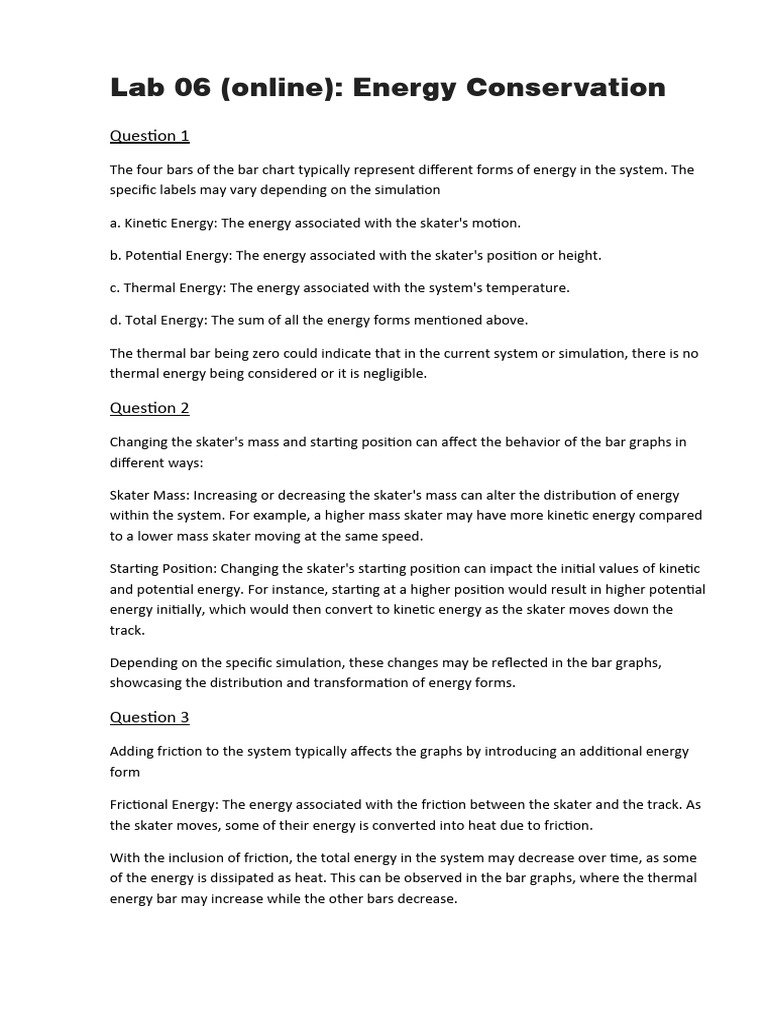 Lab 06 (Online) : Energy Conservation | PDF | Friction | Potential Energy