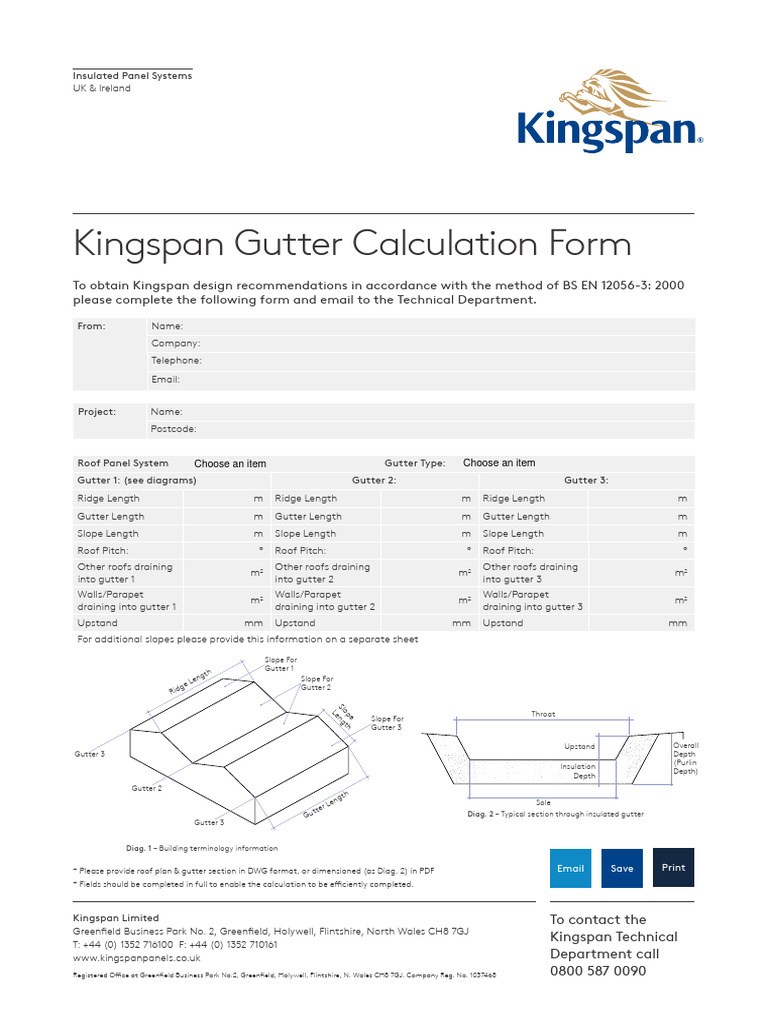 Kingspan Gutter Calculation Form | PDF | Roof | Civil Engineering