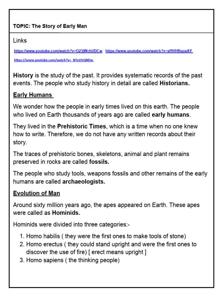 Story of An Early Man | PDF | Homo | Human Evolution