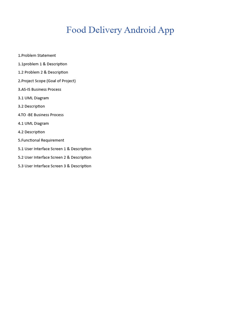 Food Delivery Android App | PDF | Use Case | Data Type