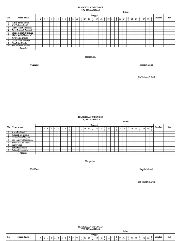 Pembukuan Tabungan | PDF