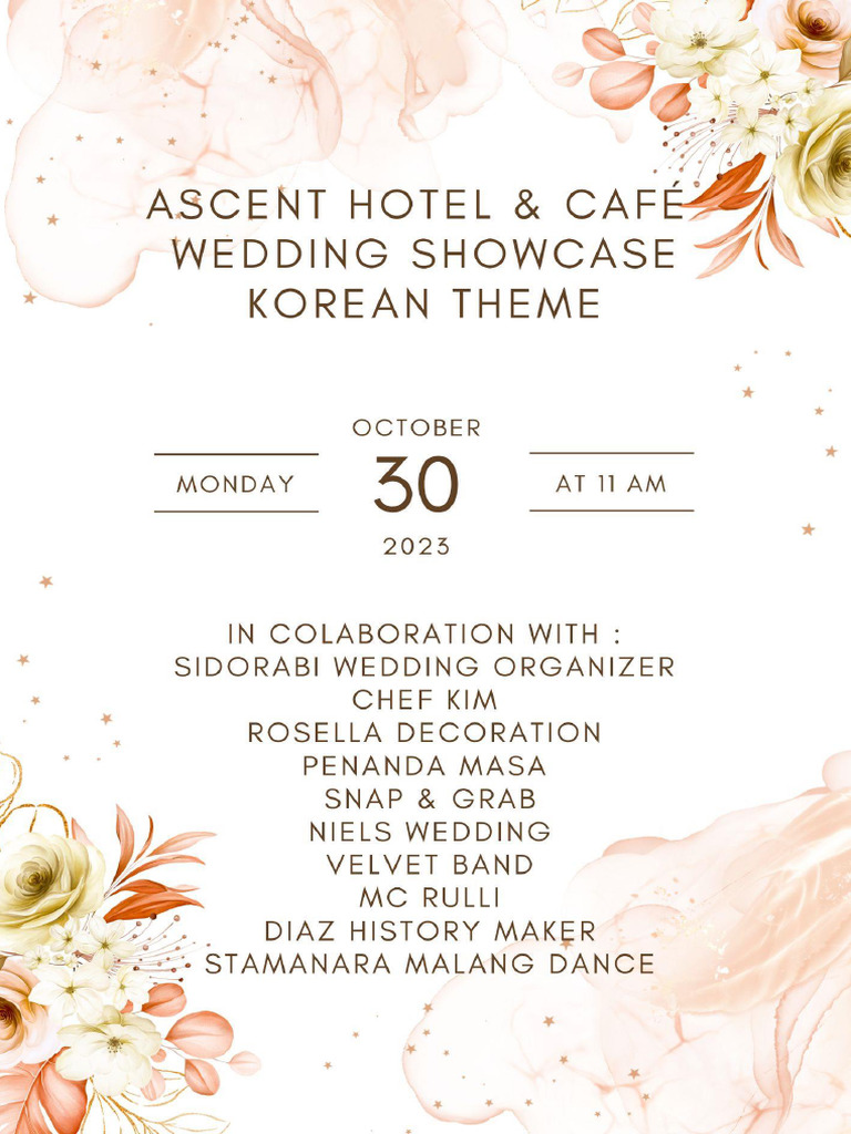 Ascent Hotel & Cafe Wedding Showcase - Korean Theme Event | PDF
