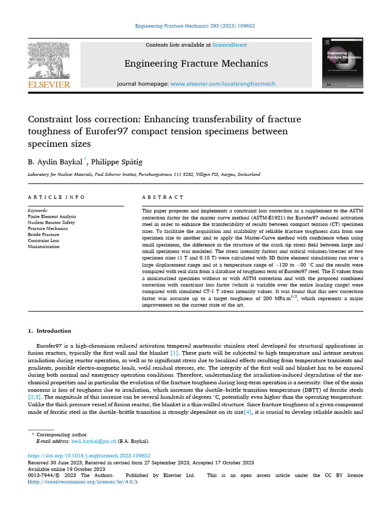 Constraint Loss Correction Enhancing Transferability of F 2023 Engineering | PDF | Fracture ...