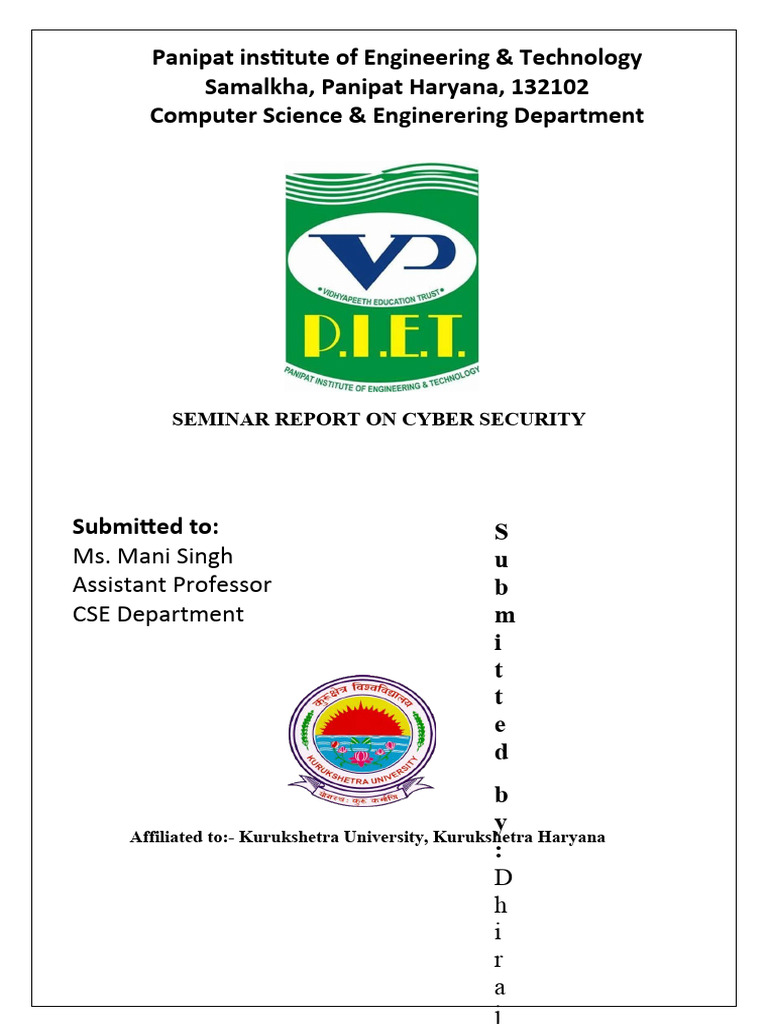 Cyberseciruty Seminar Report 2820243 | PDF | Malware | Security