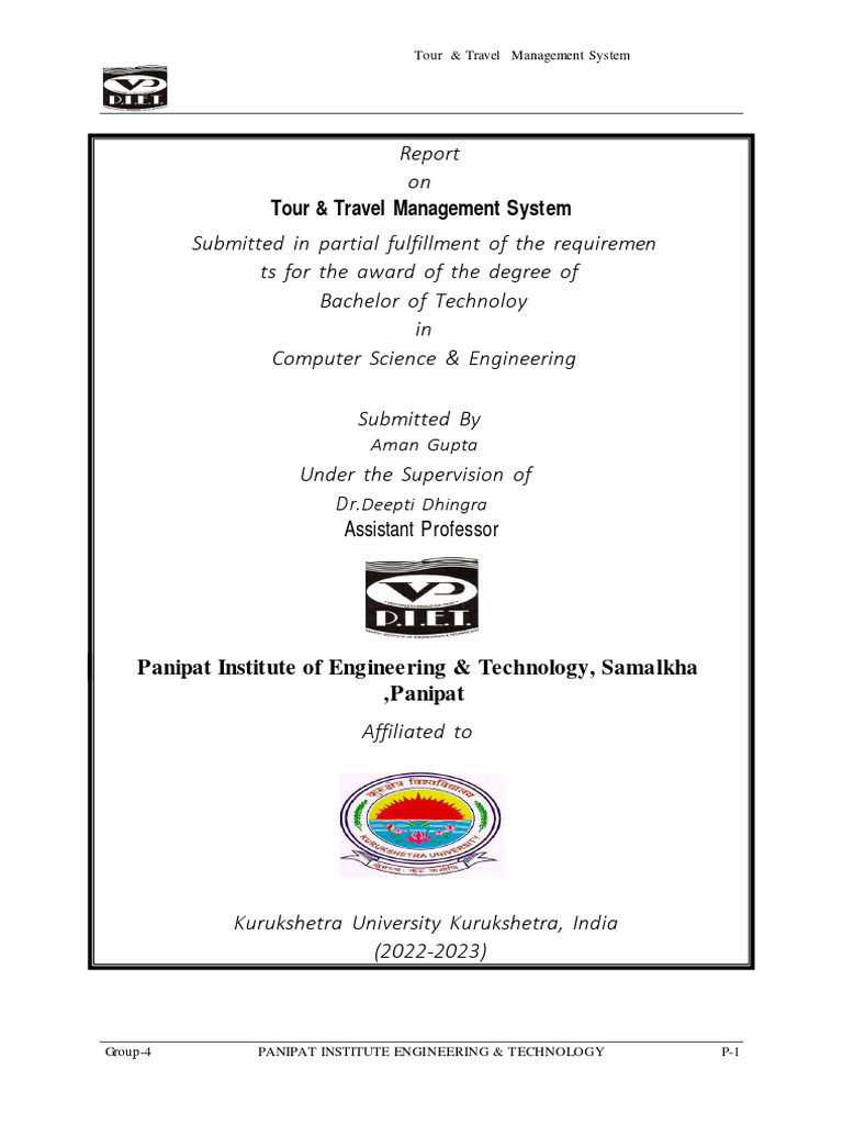 Final Tour & Travel Final Project Report, Aman, 2819154 | PDF ...
