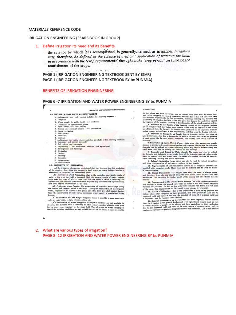 Irrigation Engineering Answers | PDF | Irrigation | Water