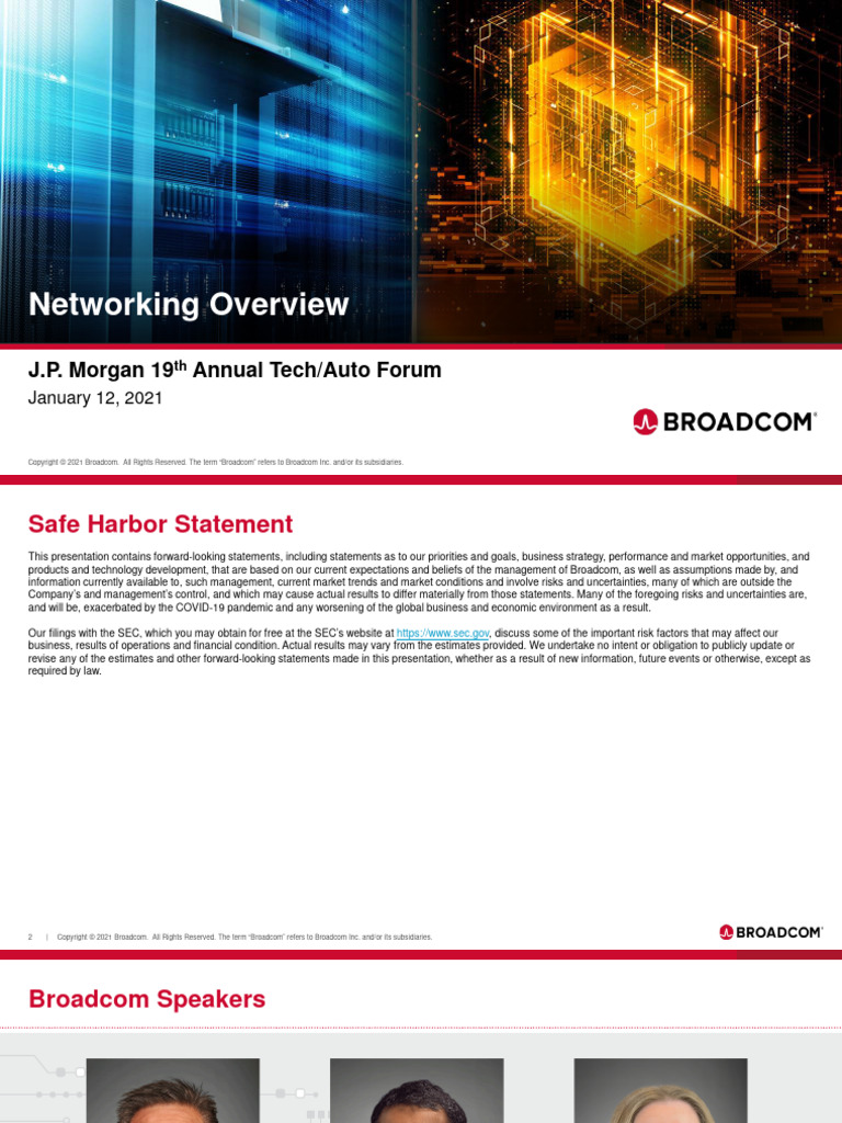 Broadcom Networking Overview - For JP Morgan-20210111-FINAL | PDF | Computer Network | Router ...