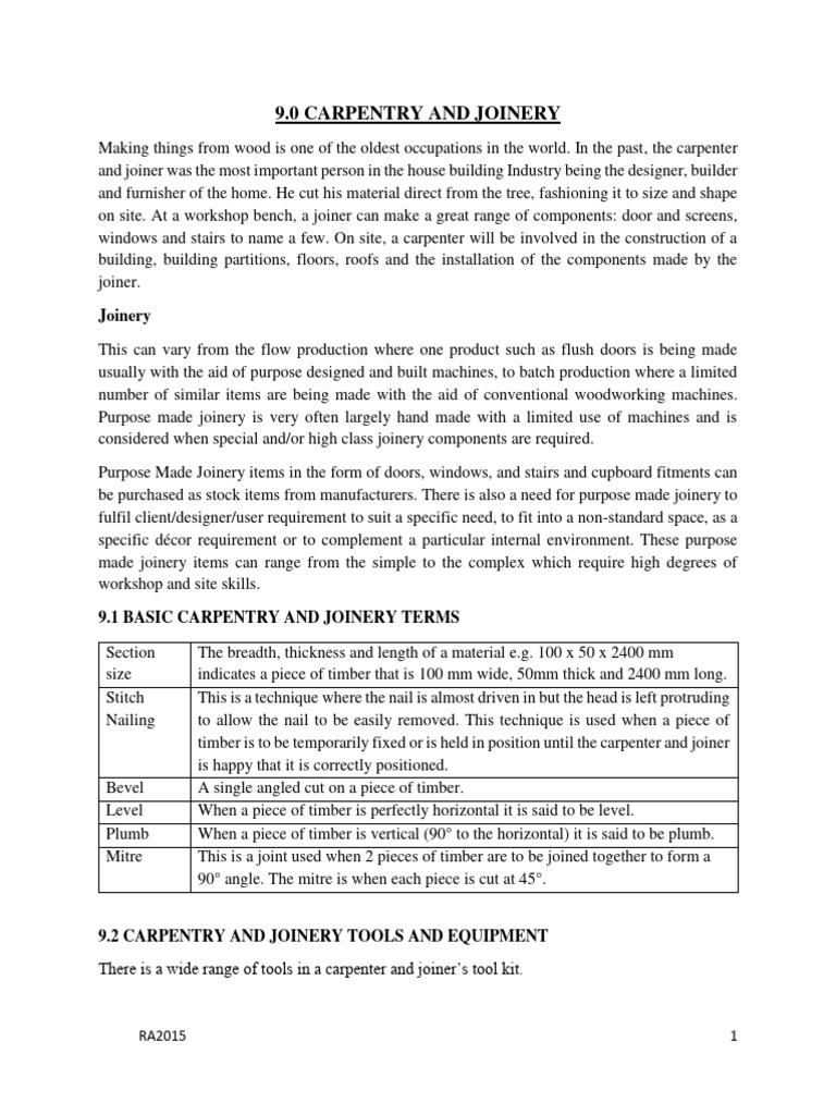Chapter 9 Carpentry and Joinery | PDF | Window | Door