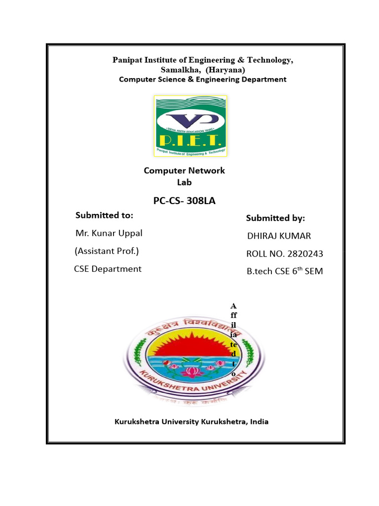 CN PRACTICAL Dhiraj 2820243 | PDF | Router (Computing) | Ip Address
