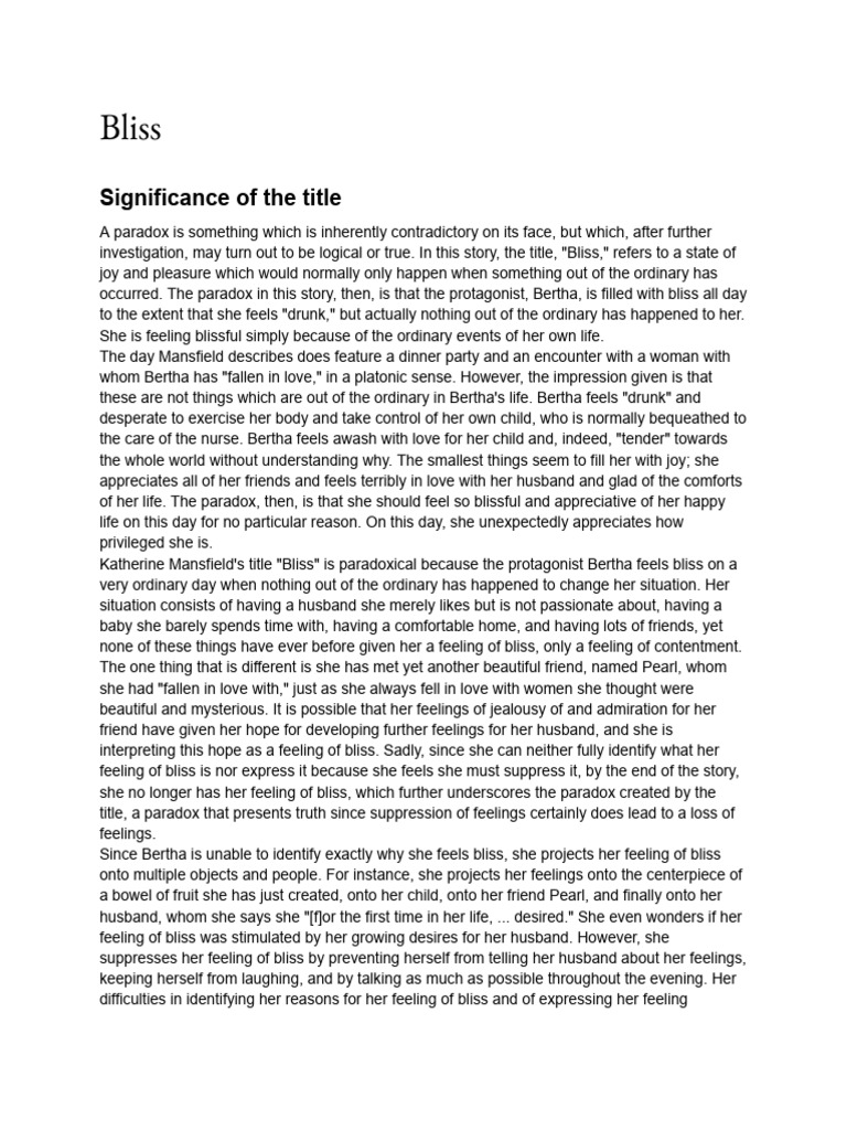 Bliss | PDF | Social Alienation | Feeling