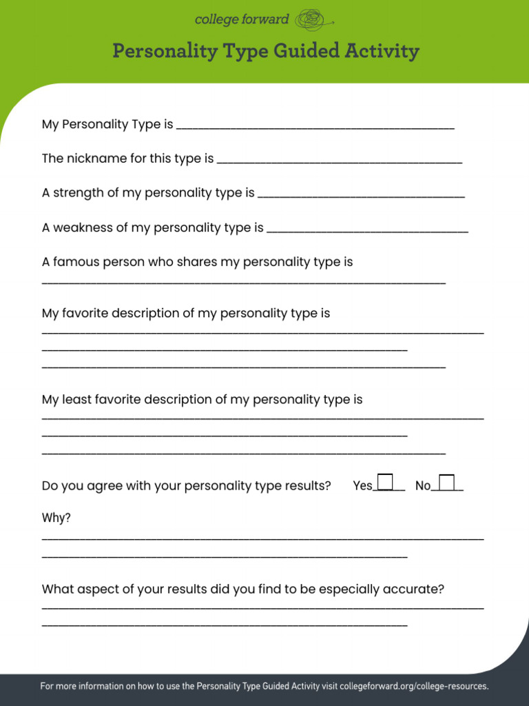 Personality Type Guided Activity | PDF