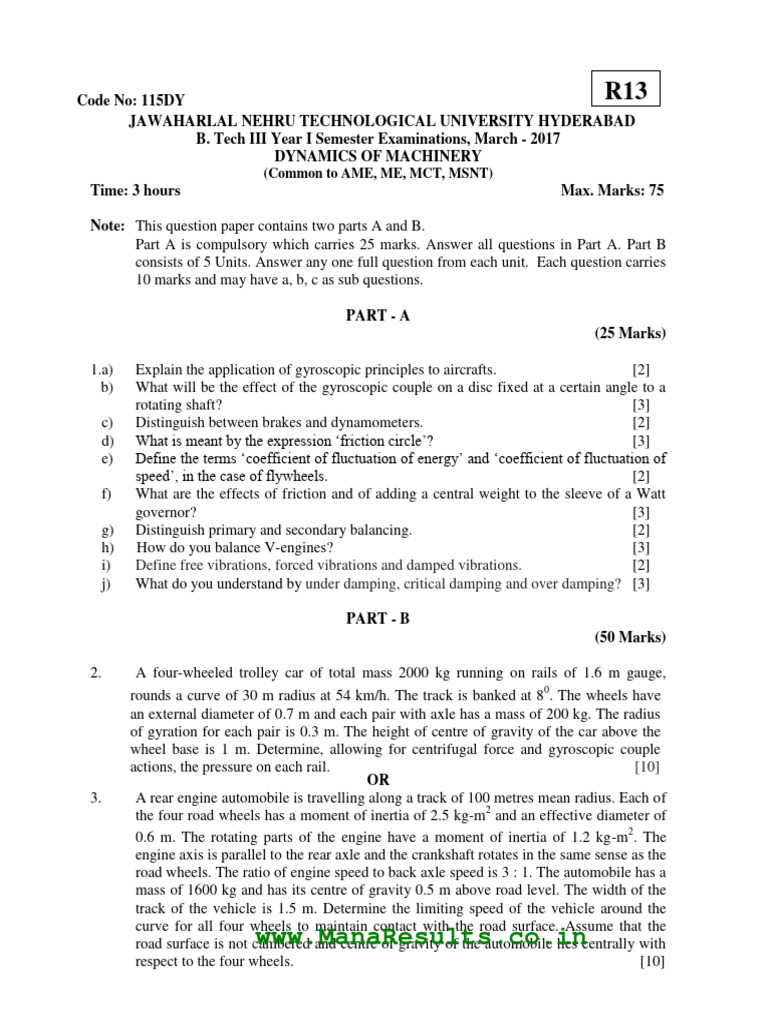 Jntu Question Paper | PDF | Torque | Electric Motor