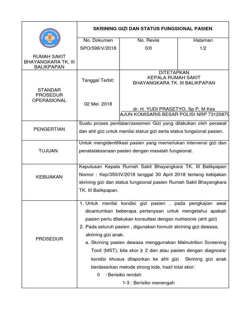 Spo Asesmen Gizi | PDF