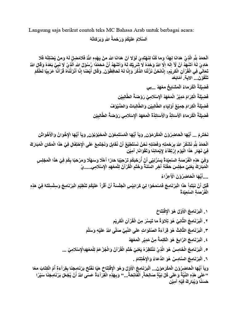 Teks MC Bhs Arab | PDF