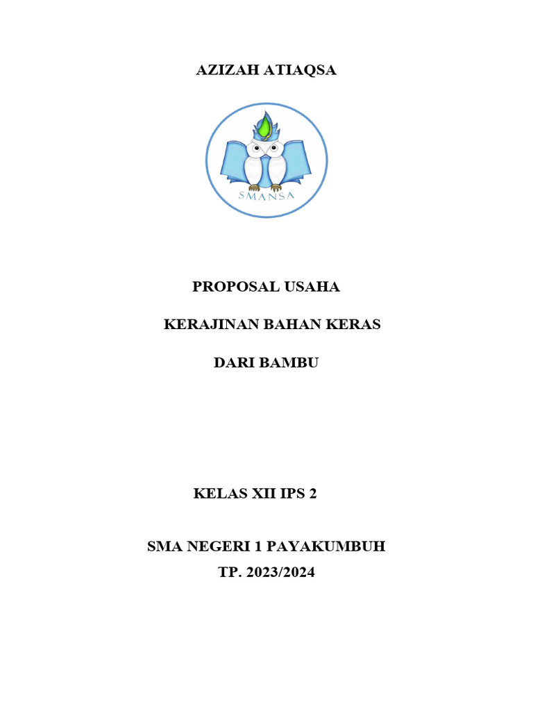 Proposal Usaha Kerajinan Bambu | PDF | Karier & Perkembangan | Griya ...