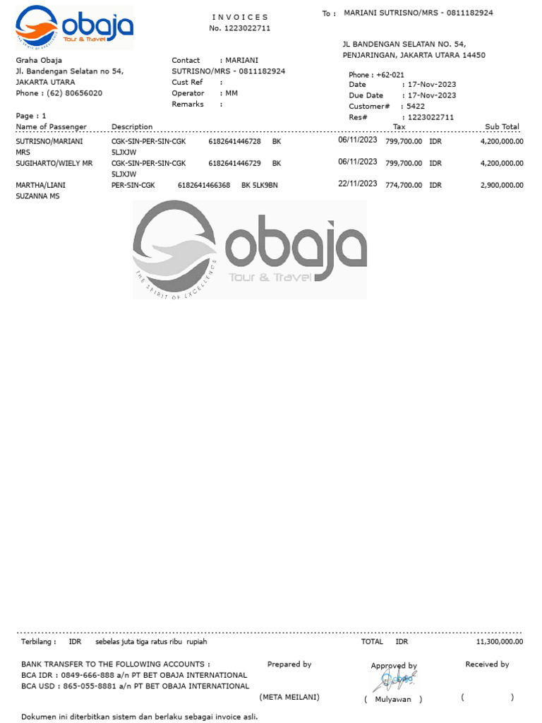 Invoice from PT Bet Obaja International | PDF