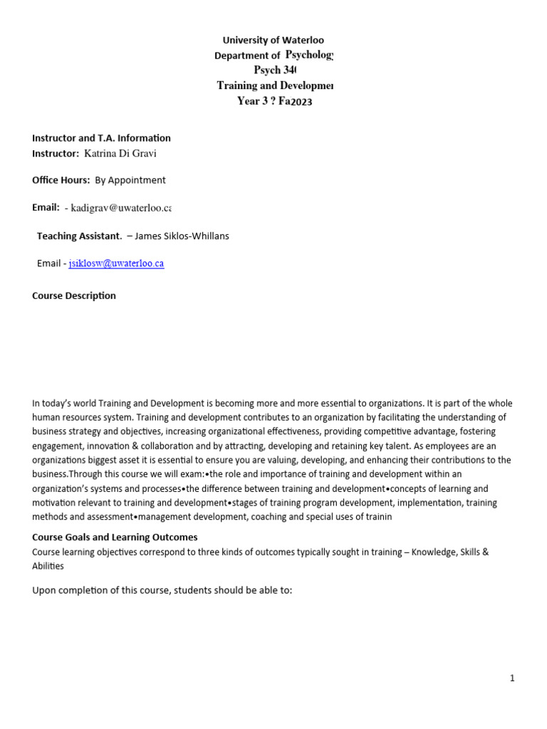 Syllabus - Psych 340 - Fall 2023 | PDF | Academic Integrity | Turnitin