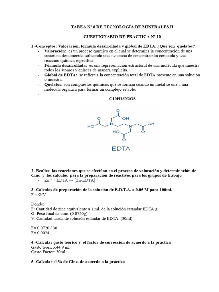 Valoración de Zinc con EDTA y Ferrocianuro | PDF | Valoración | Química