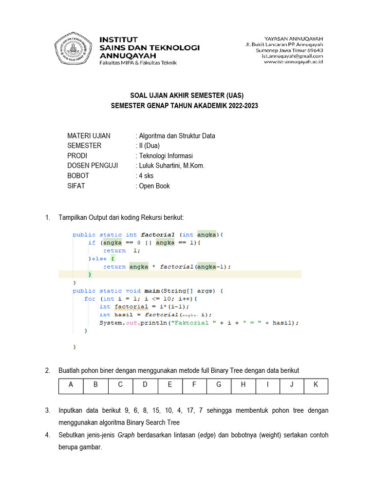 Uas Struktur Data 2022-2023 | PDF