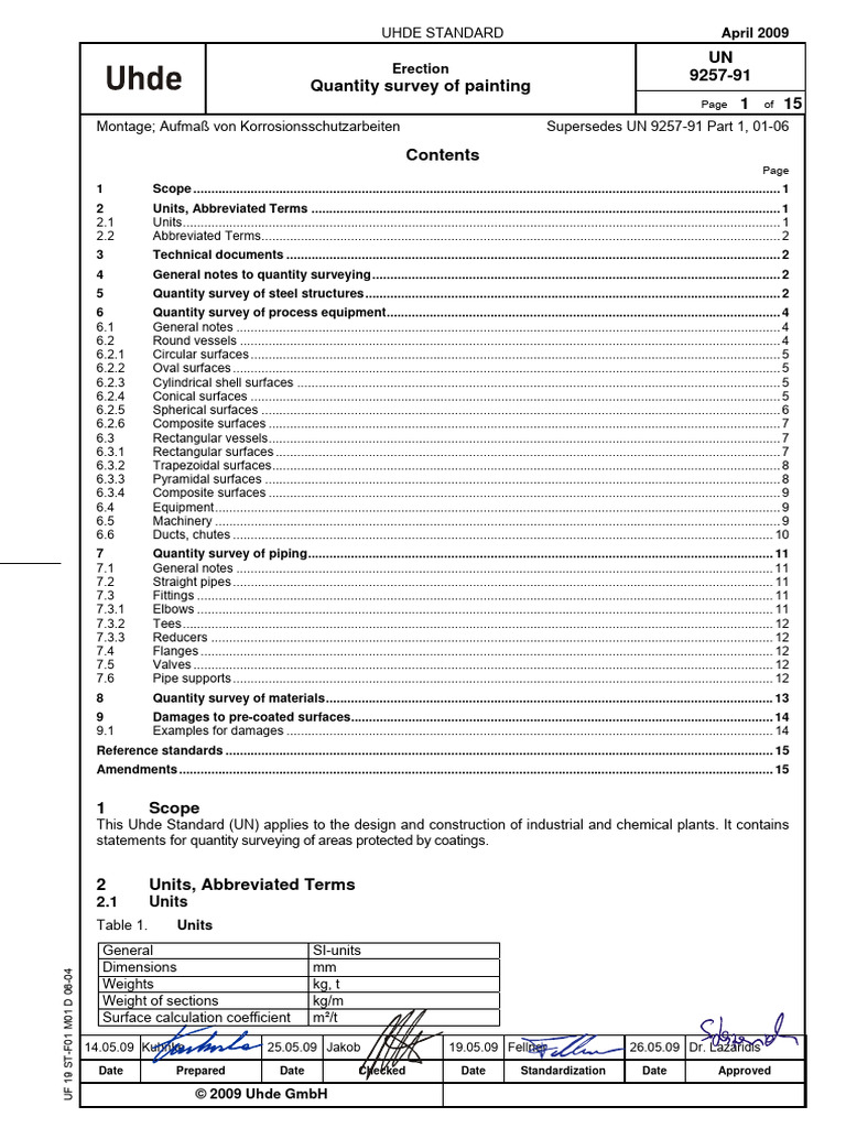 03 UN 9257 91 Part 1 Quantity Survey of Painting | PDF | Pipe (Fluid Conveyance) | Mechanical ...
