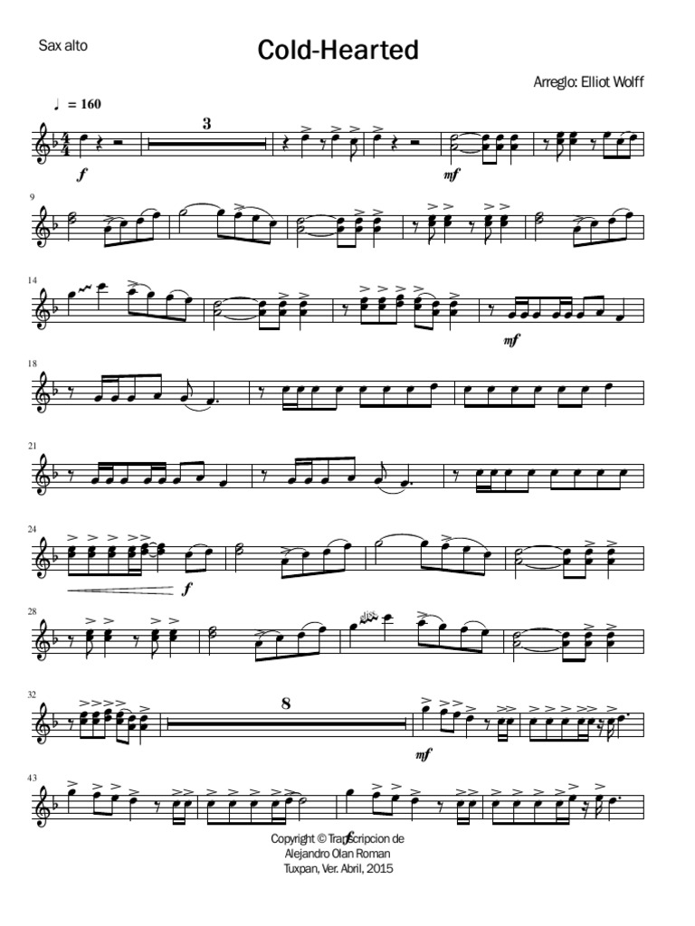 Partituras Cold Hearted Sax | PDF