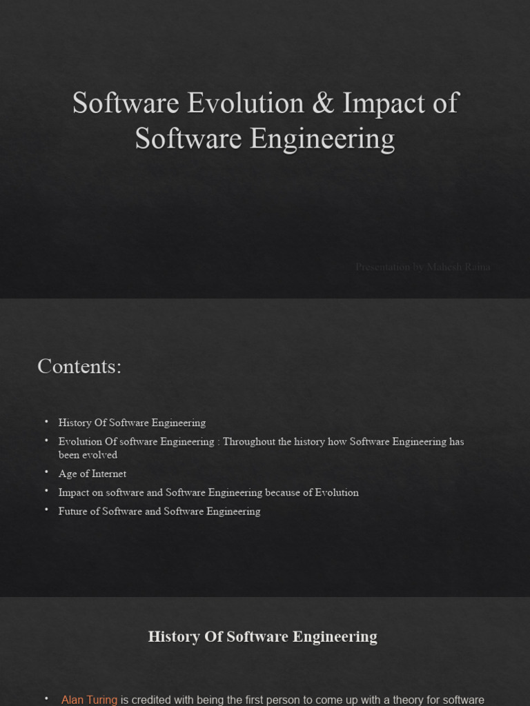 Software Engineering: Evolution & Impact | PDF | Software | Software ...