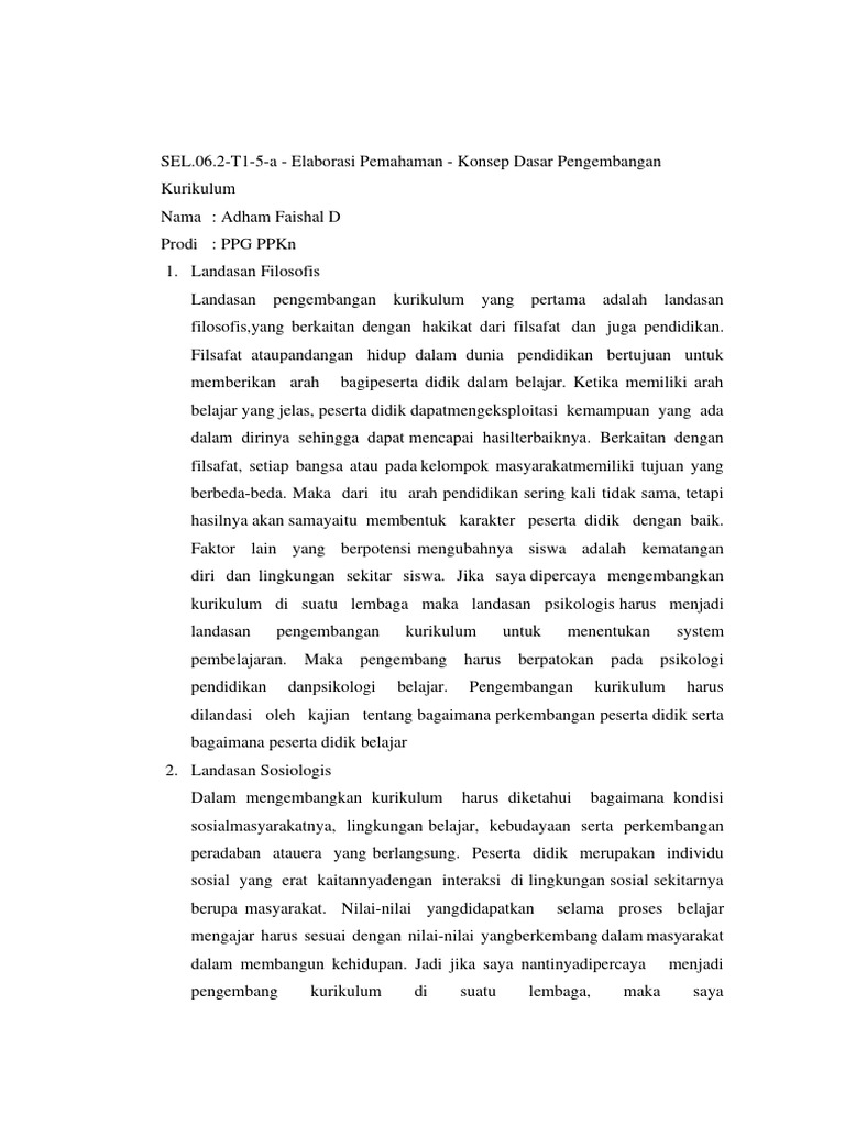 SEL.06.2-T1-5-A - Elaborasi Pemahaman - Konsep Dasar Pengembangan Kurikulum | PDF | Karier ...