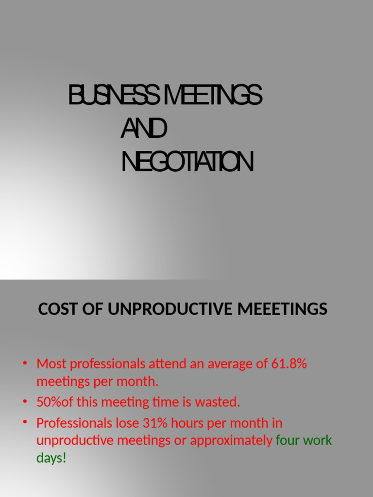 Businessmeetings Unit 1 | PDF | Negotiation | Business