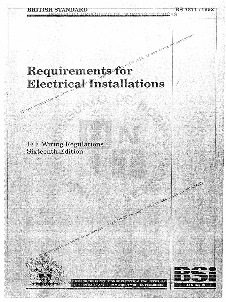 Requirements For Electrical Installations (BS7671) I.E.E. Wiring ...