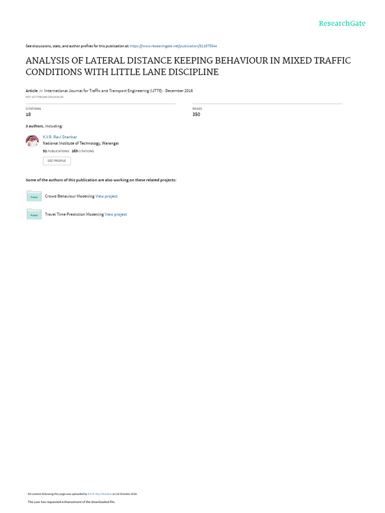 Analysis of Lateral Distance Keeping Behaviour in | PDF | Traffic | Lane