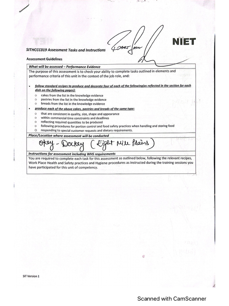 SITHCCC019 Practical Observation | PDF