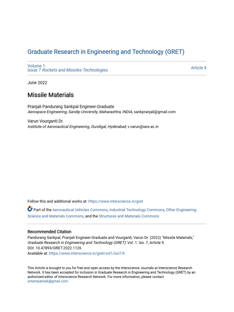 Missile Materials | PDF | Titanium | Alloy